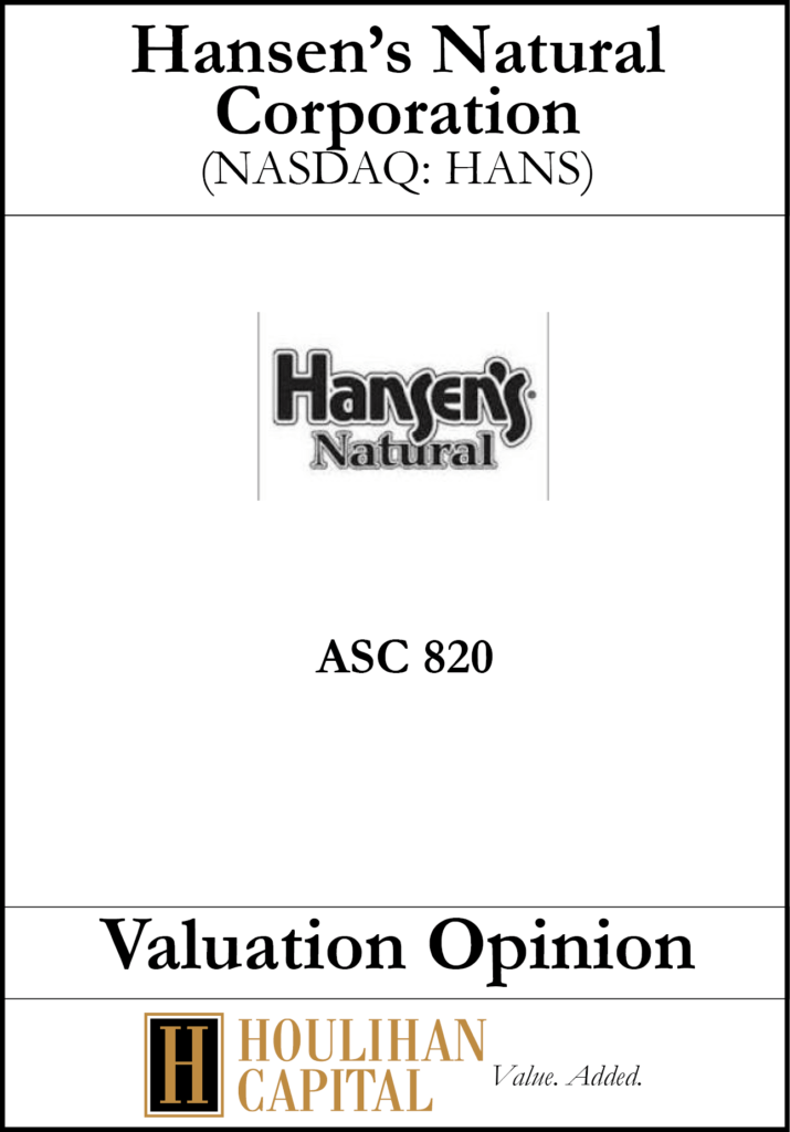 Hansen’s Natural Corporation Tombstone | Houlihan Capital